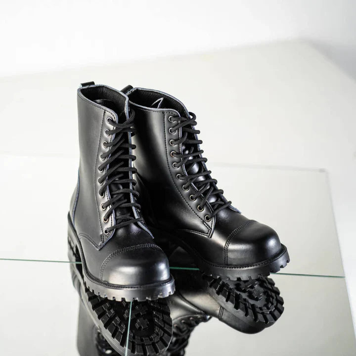 Heren Veterboots | Zwart Leerlook | Dikke Zool & Urban Combat Style ...